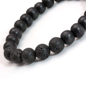 Milakoo 7Pcs Lava Rock Stone Beads Essential Oil Diffuser Bracelet for Men Women Wood Beads Bracelet