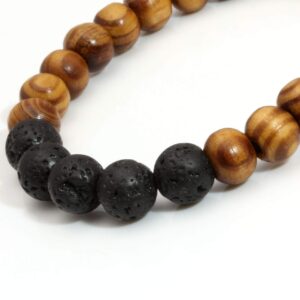 Milakoo 7Pcs Lava Rock Stone Beads Essential Oil Diffuser Bracelet for Men Women Wood Beads Bracelet