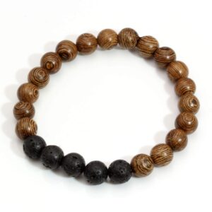 Milakoo 7Pcs Lava Rock Stone Beads Essential Oil Diffuser Bracelet for Men Women Wood Beads Bracelet