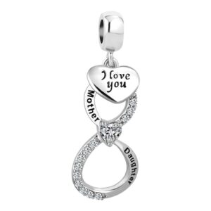 lovelycharms mother daughter i love you infinity heart charm dangle bead for european bracelet (white)