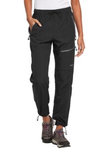 baleaf women's hiking pants quick dry water resistant lightweight joggers pant for all seasons elastic waist black size xl