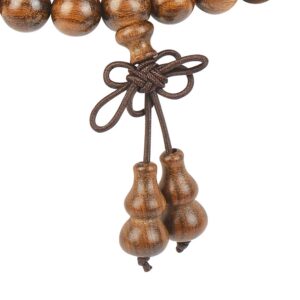 anzhongli mala beads bracelet 108 8mm Beaded Necklace sandalwood elastic (Gourd - Rosewood)