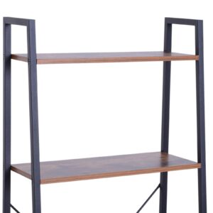 HOMCOM Industrial 4 Tier Ladder Shelf Bookshelf Vintage Storage Rack Plant Stand with Wood Metal Frame for Living Room Bathroom, Distressed Brown