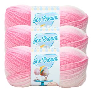 (3 pack) lion brand yarn ice cream baby yarn, strawberry