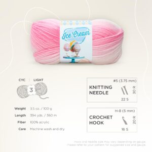 (3 Pack) Lion Brand Yarn ice Cream Baby Yarn, Strawberry