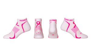 custom socks ink cancer awareness kicking cancer's a$$ made in the usa (white pink, 9-11)