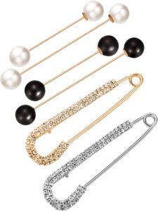 6 pieces sweater shawl clips retro pearl brooch pins crystal cardigan collar clip dress shirt clip for back cinch and waist for women girl clothing costume accessory