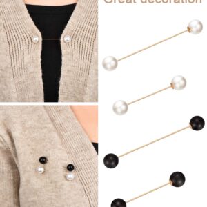 6 Pieces Sweater Shawl Clips Retro Pearl Brooch Pins Crystal Cardigan Collar Clip Dress Shirt Clip for Back Cinch and Waist for Women Girl Clothing Costume Accessory