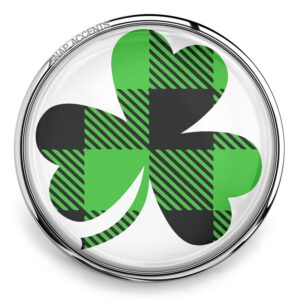 st. patrick's day snap jewelry plaid shamrock clover 18mm green irish ginger charm button fits women's customizable bracelets, necklaces, keychains, rings