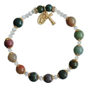 multicolor onyx/gold trim 8mm rosary bracelet