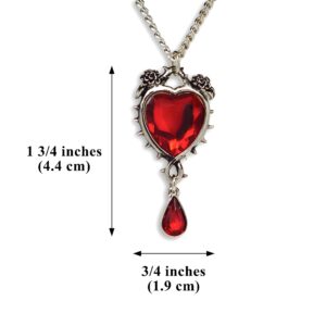 Romance Valentine's Day Red Heart Crystals In Thorns and Roses Pendant Necklace