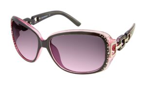 southpole women's 1017sp rectangular sunglasses, black & pink, 62 mm