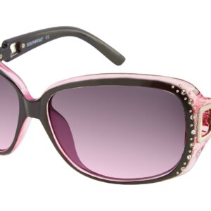 SOUTHPOLE Women's 1017SP Rectangular Sunglasses, Black & Pink, 62 mm