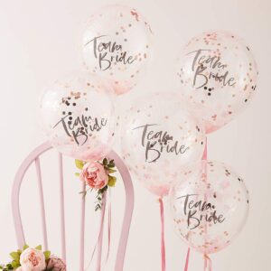 Ginger Ray Floral Bachelorette Party Confetti Filled Decorative Balloons Pink 5 Pack