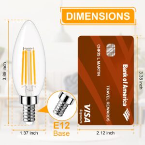 GOLSPARK Led Candelabra Light Bulb Filament Vintage Edison Chandelier Dimmable Bulbs,40 Watt Equivalent,Warm White 2700k,400 Lumen,E12 Base,6 Pack