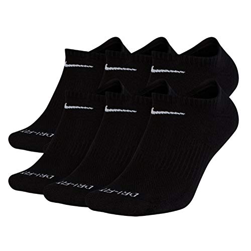 NIKE Plus Cushion Socks (6-Pair) (L (Men's 8-12 / Women's 10-13), No-Show (Low Cut) Black)