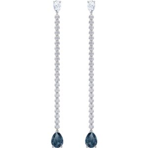 swarovski vintage pierced drop earrings blue/rhodium plating one size