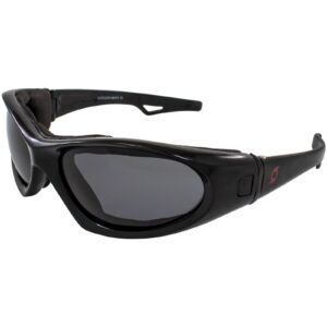 hurricane eyewear category-5 jet ski water-sport floating goggles interchangeable from sunglasses to goggles black frame with polarized smoke lens