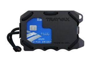 trayvax original 2.0 wallet, rfid front pocket tactical metal credit card holder with money clip, slim minimalist wallet for men and women, black