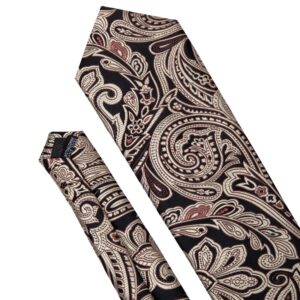 Barry.Wang Paisley Tie Set Hanky Cufflink Silk Gold Neckties