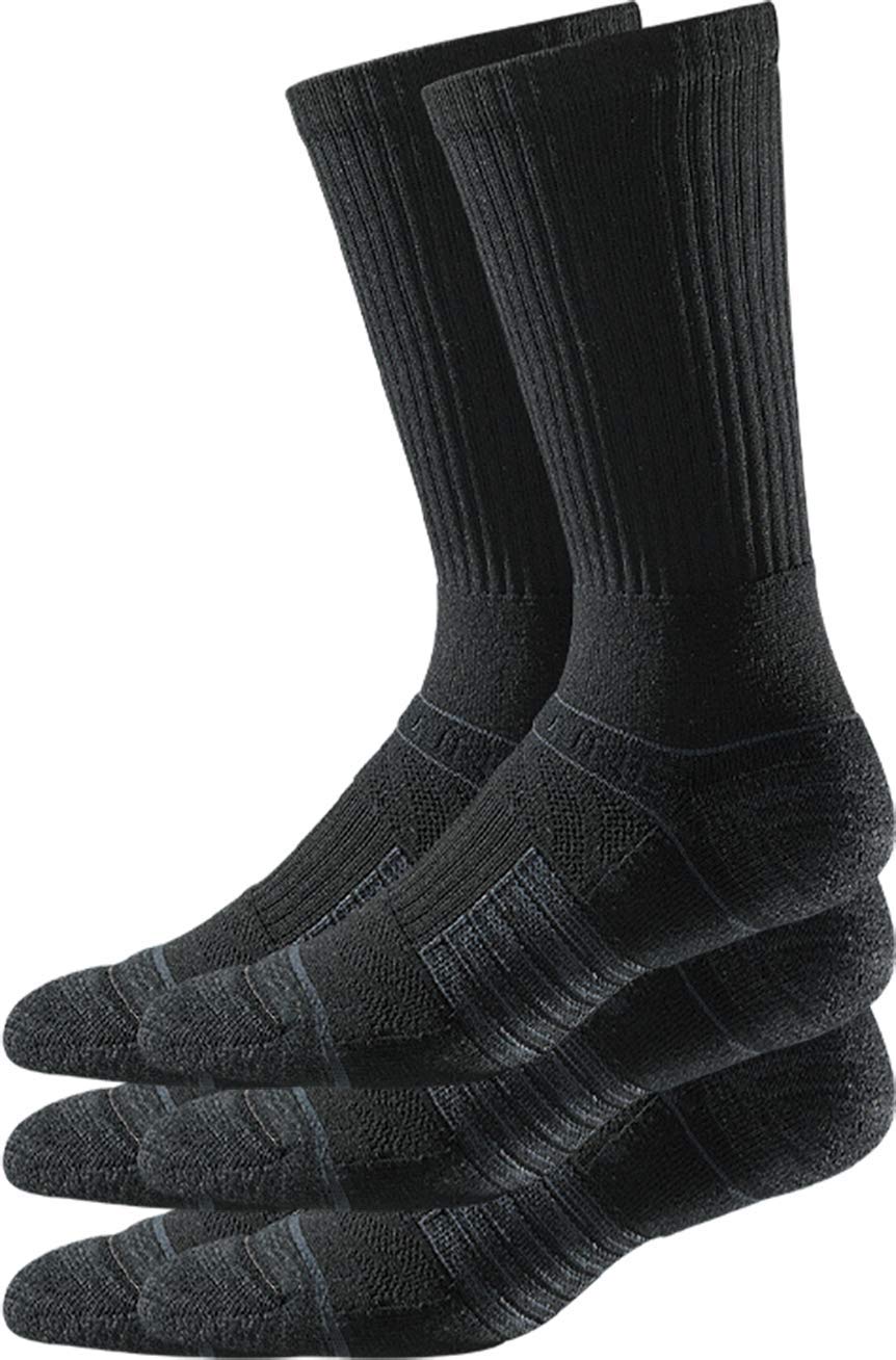 Strideline Men's and Women's Premium Athletic Socks, Crew-length (3-pack) Black, Medium-Large