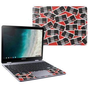 mightyskins skin compatible with samsung chromebook plus lte (2018) - retro controllers 3 | protective, durable, and unique vinyl wrap cover | easy to apply, remove | made in the usa