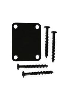 metallor guitar neck plate standard 4 holes with screws 64 x 51mm compatible with strat tele style electric guitar jazz bass parts replacement pack of 1set black.