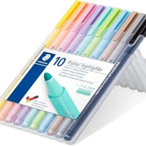 STAEDTLER 362 CSB10 Triplus Textsurfer Highlighter, 1-4mm Line Width - Assorted Pastel Colours (Pack of 10)