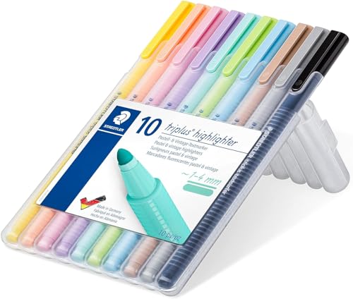 STAEDTLER 362 CSB10 Triplus Textsurfer Highlighter, 1-4mm Line Width - Assorted Pastel Colours (Pack of 10)