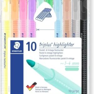 STAEDTLER 362 CSB10 Triplus Textsurfer Highlighter, 1-4mm Line Width - Assorted Pastel Colours (Pack of 10)