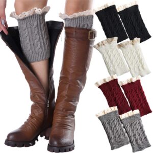 women short boots socks winter crochet boot cuffs leg warmers pair4