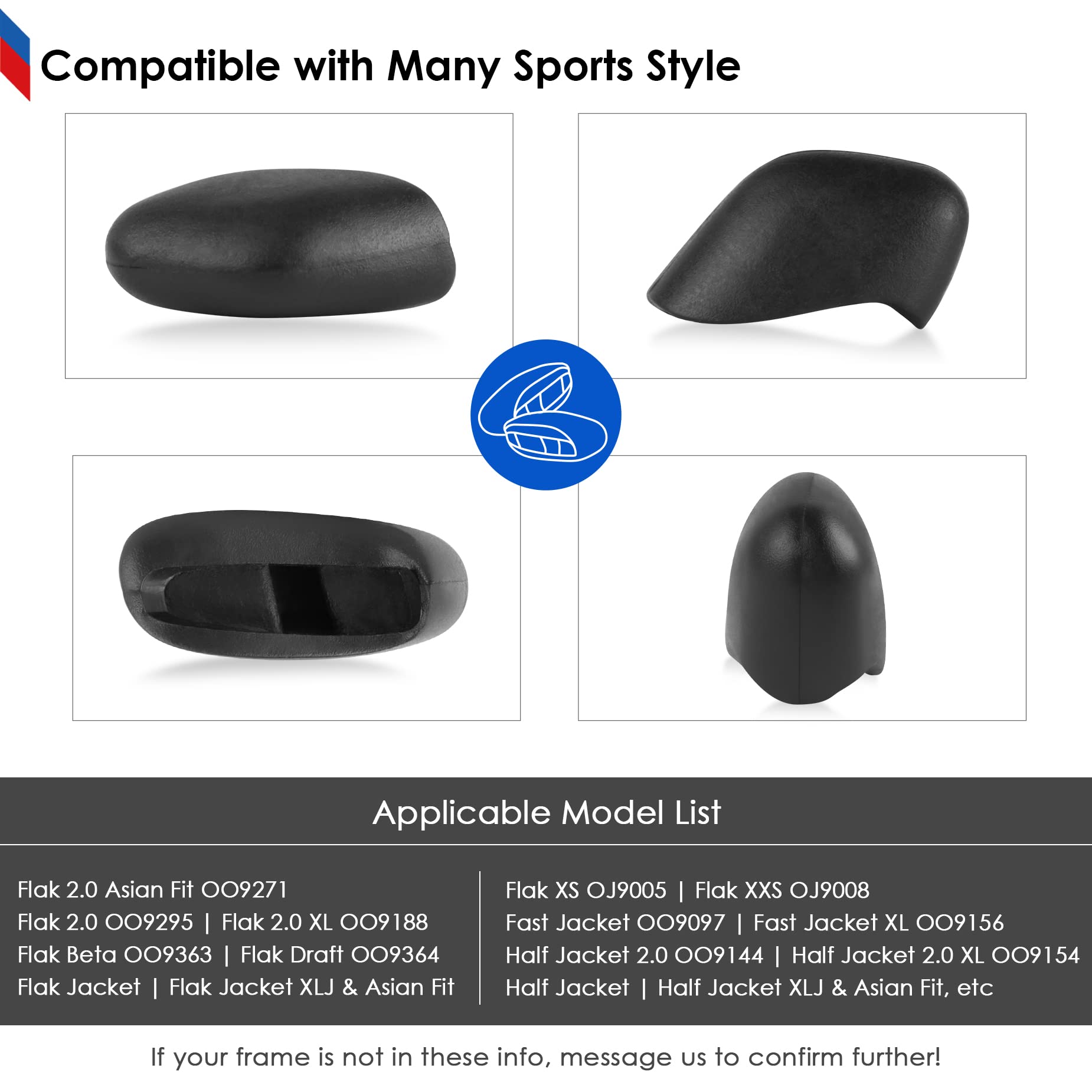 BLAZERBUCK Replacement Nose Pads Piece for Oakley Flak Jacket XLJ/Flak 2.0 XL/Half Jacket - Black