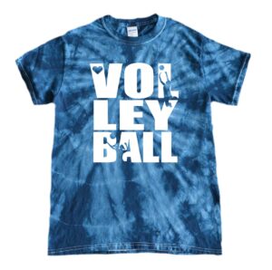 jant girl volleyball tie dye t-shirt stacked logo (navy, m)