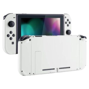 extremerate diy replacement shell buttons for nintendo switch, white back plate for switch console, custom housing case with full set buttons for joycon handheld controller [only shell, no console]