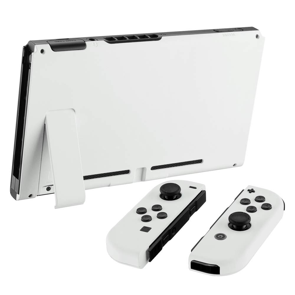 eXtremeRate DIY Replacement Shell Buttons for Nintendo Switch, White Back Plate for Switch Console, Custom Housing Case with Full Set Buttons for Joycon Handheld Controller [Only Shell, NO Console]