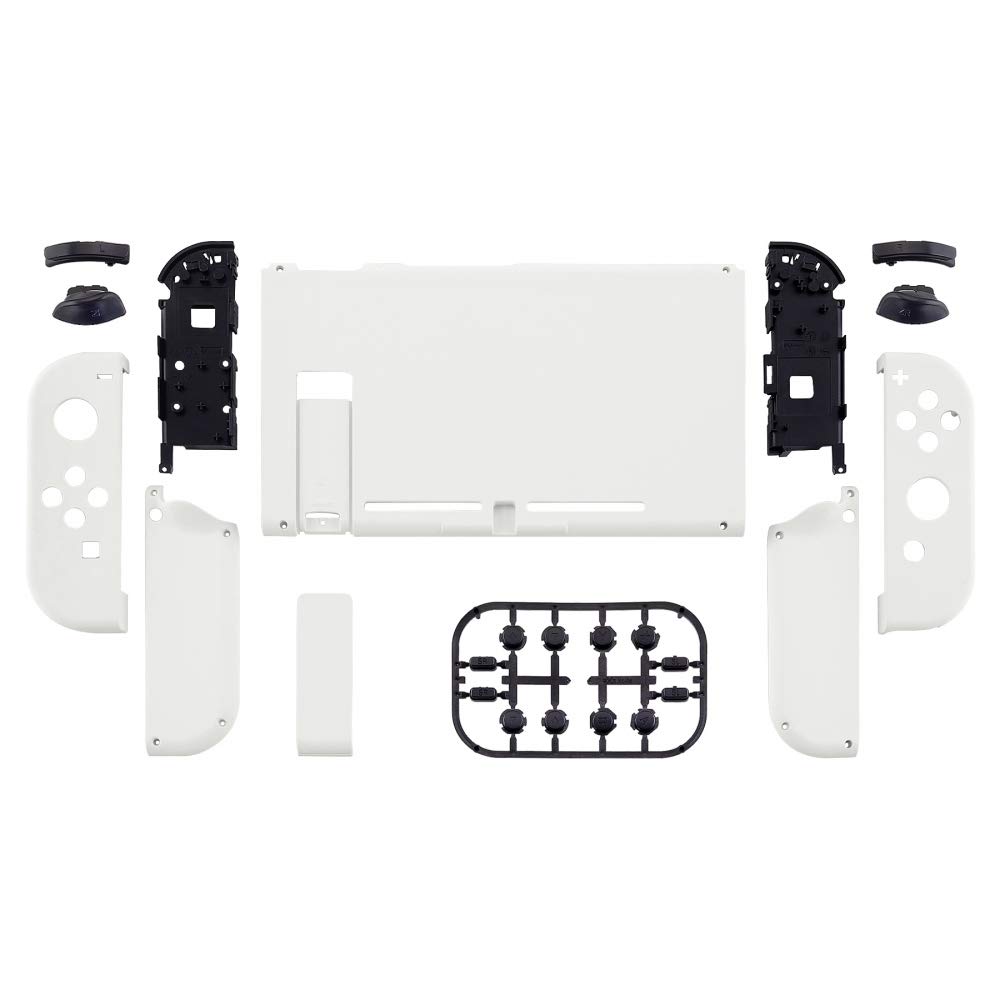 eXtremeRate DIY Replacement Shell Buttons for Nintendo Switch, White Back Plate for Switch Console, Custom Housing Case with Full Set Buttons for Joycon Handheld Controller [Only Shell, NO Console]