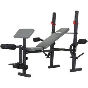 body champ standard weight bench with butterfly and preacher curl, incline/flat adjustable bcb580