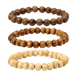 eigso 8mm wood beads bracelets for women men meditation mala bead bracelet for buddhist