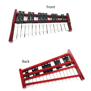 Professional Red Wooden Soprano Glockenspiel Xylophone with 25 Metal Keys for Adults & Kids - Includes 2 Plastic Beaters and Carry Case