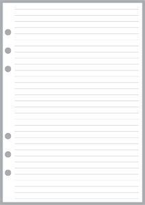 a5 size simple note paper, 1/4" spacing, sized and punched for 6-ring a5 notebooks by filofax, lv (gm), kikki k, tmi, and others. sheet size 5.83" x 8.27" (148mm x 210mm)