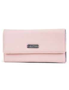 nautica money manager rfid slim and small wallet for women - credit card holder with coin purse and zipper wallet, women's clutch organizer in petal pink