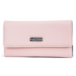 Nautica Money Manager RFID Slim and Small Wallet for Women - Credit Card Holder with Coin Purse and Zipper Wallet, Women's Clutch Organizer in Petal PInk