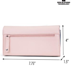 Nautica Money Manager RFID Slim and Small Wallet for Women - Credit Card Holder with Coin Purse and Zipper Wallet, Women's Clutch Organizer in Petal PInk