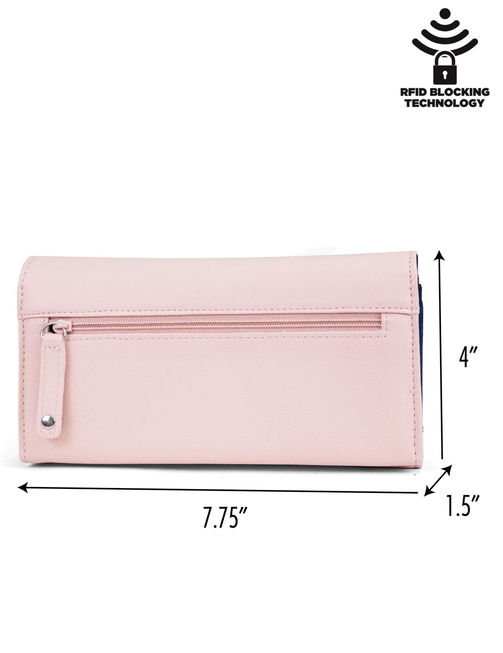 Nautica Money Manager RFID Slim and Small Wallet for Women - Credit Card Holder with Coin Purse and Zipper Wallet, Women's Clutch Organizer in Petal PInk