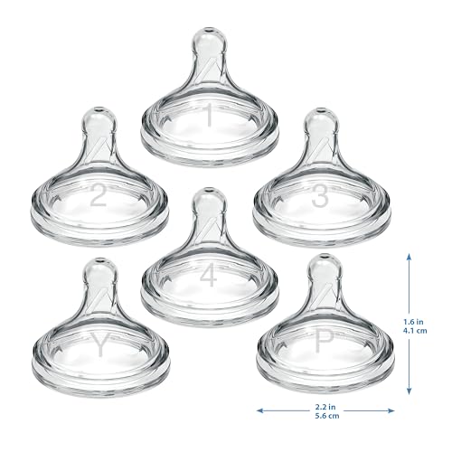 Dr. Brown's Natural Flow Level 4 Wide-Neck Baby Bottle Silicone Nipple, Fast Flow, 9m+, 100% Silicone Bottle Nipple, 6 Pack