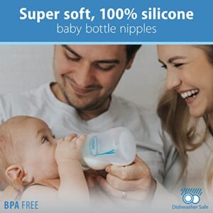 Dr. Brown's Natural Flow Level 4 Wide-Neck Baby Bottle Silicone Nipple, Fast Flow, 9m+, 100% Silicone Bottle Nipple, 6 Pack