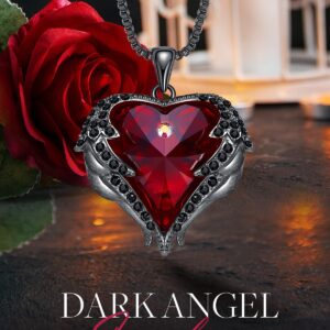 CDE Angel Wing Pendant Necklace White Gold Plated Heart of Ocean Embellished with Austrian Crystals Necklaces Valentine's Day Jewelry Gift for Women Mom Her