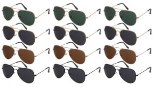 edge i-wear 12 pack aviators bulk sunglass men pilot spring hinge wholesale sunglasses (n25095a-sd)