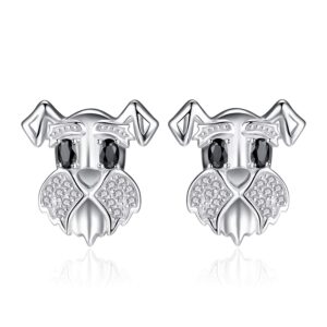 jewelrypalace schnauzer terrier dog puppy pet stud earrings for women, genuine black spinel womens earrings, 14k gold plated 925 sterling silver earrings for women, hypoallergenic earrings earings set