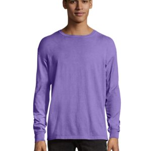 Unisex 5.5 oz 100% Ringspun Cotton Garment-Dyed Long-Sleeve T-Shirt XL LAVENDER